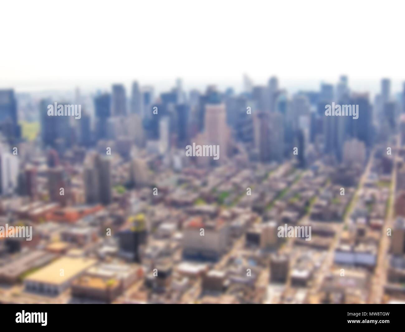 Defocused background with aerial view of skyscrapers in Manhattan, New ...