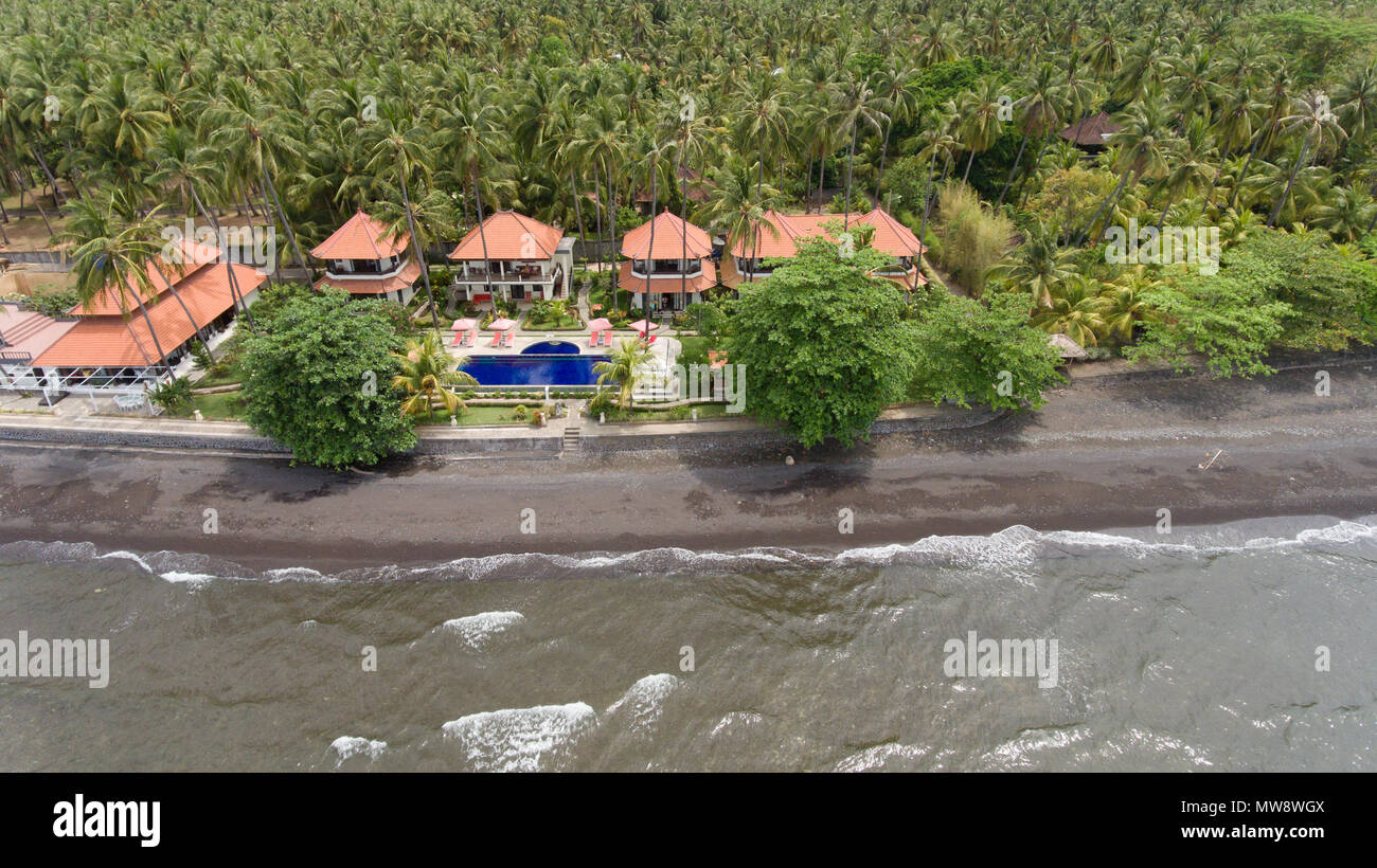 Aerial view of beautiful beach, hotel, Bali, Indonesia. Beach with ...