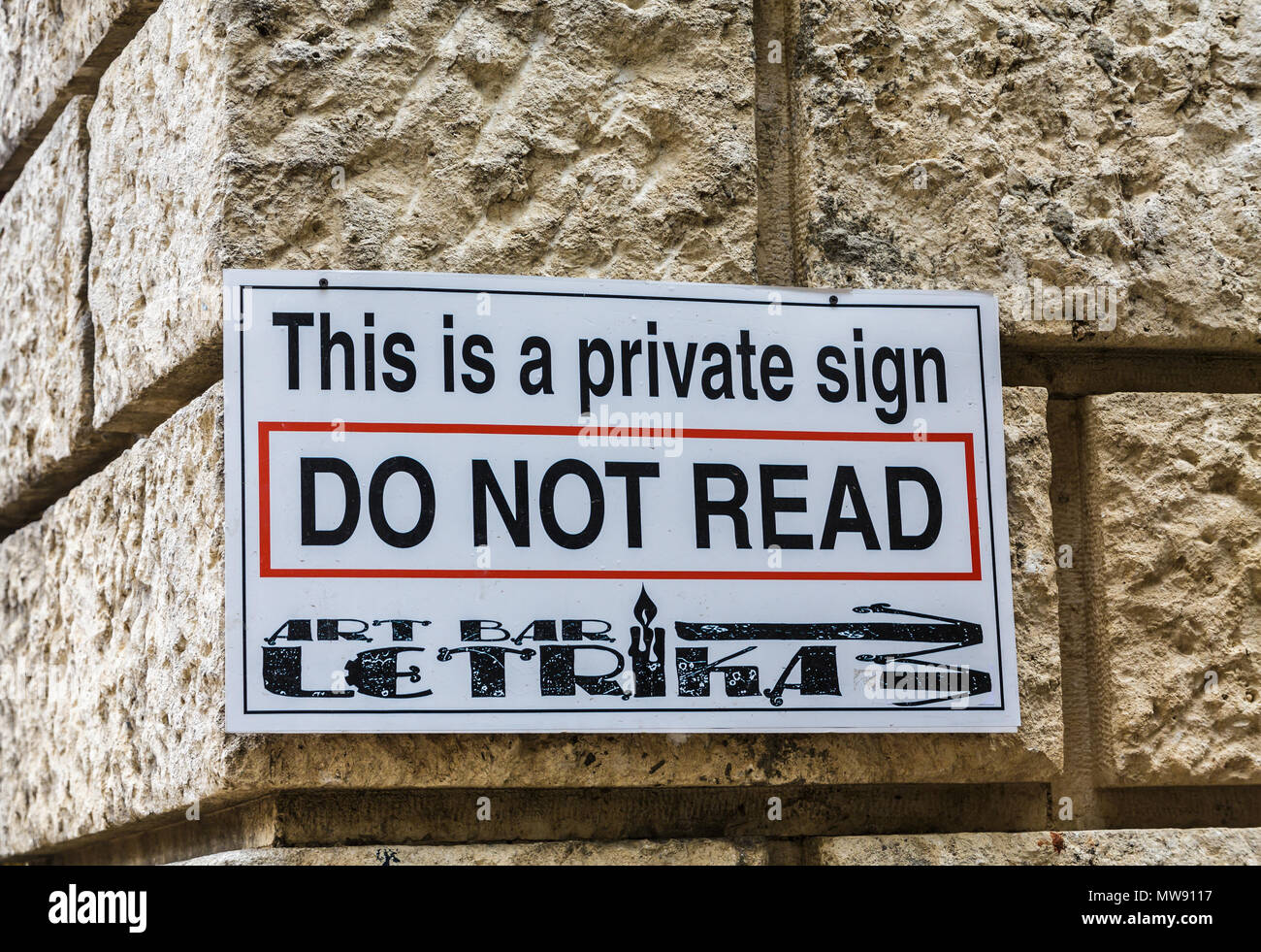 A Private Sign that says Do Not Read Stock Photo - Alamy