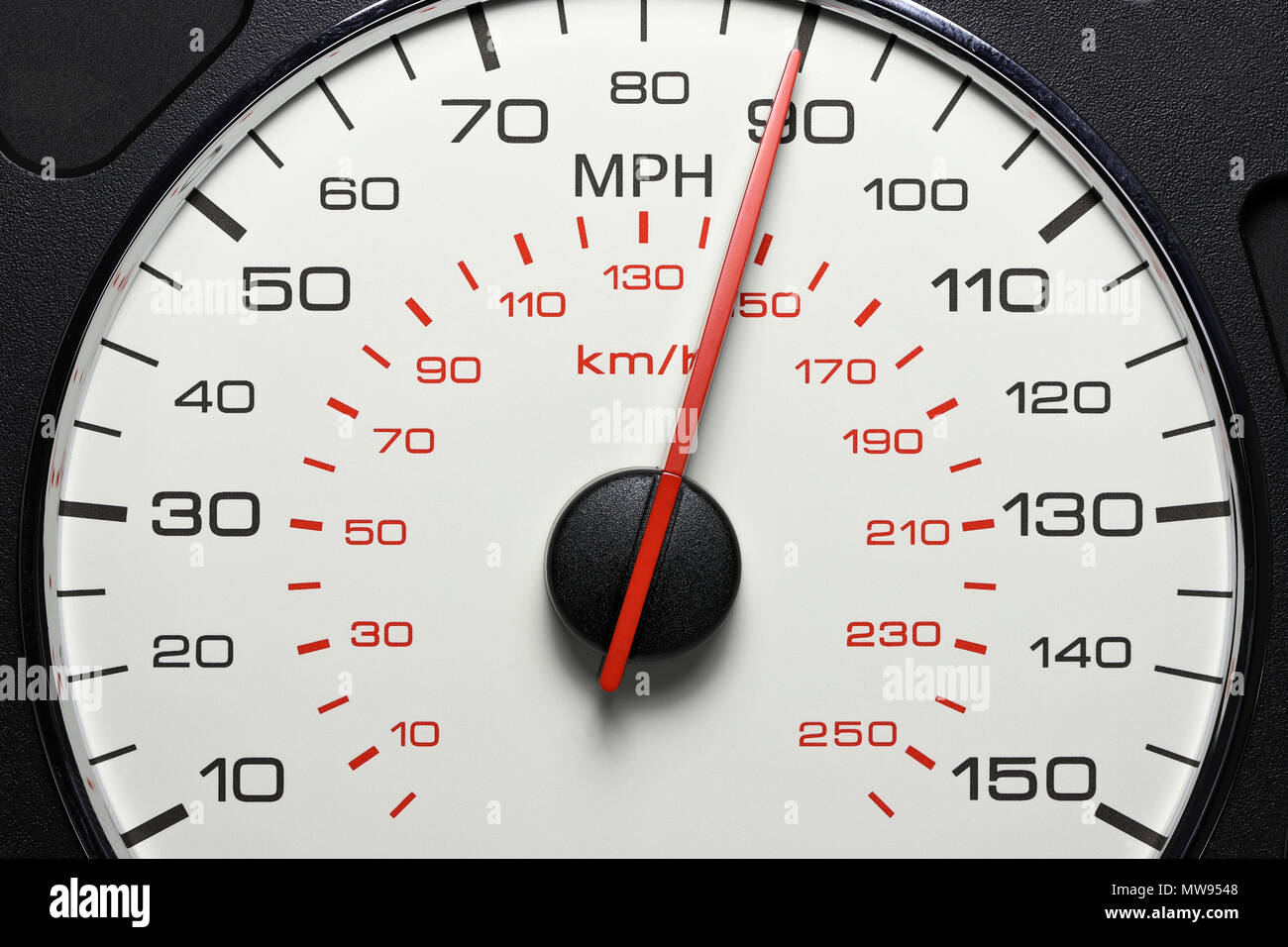 Speedometer At 90 MPH Stock Photo Alamy
