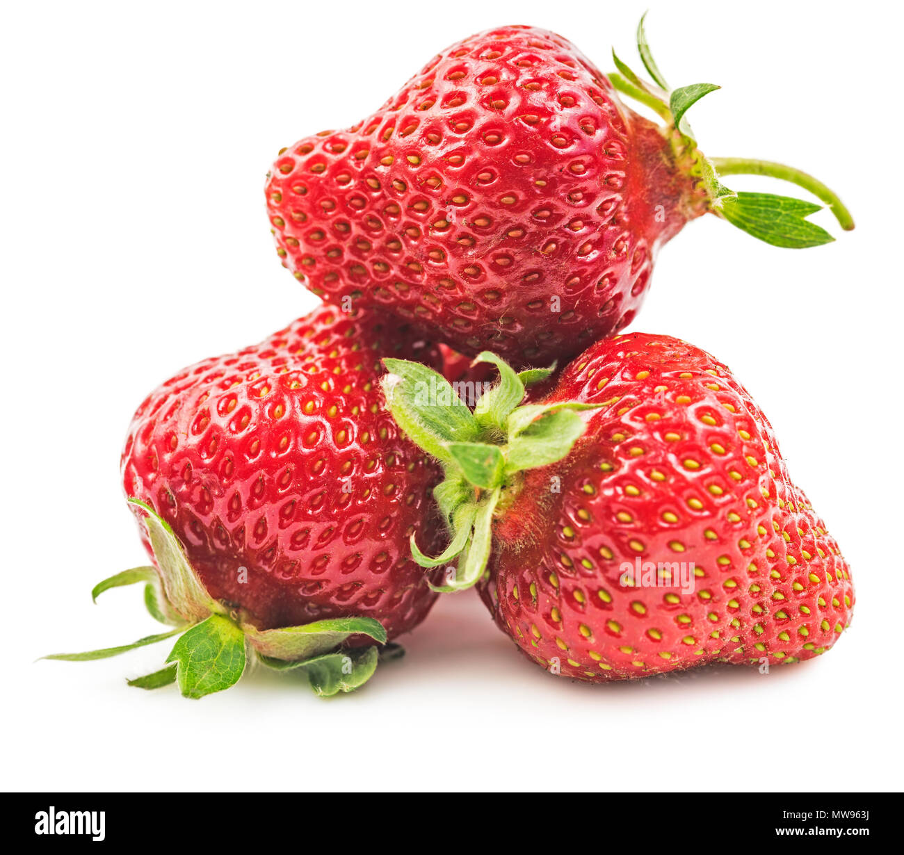 Pile of natural ripe strawberries isolated on white background Stock ...