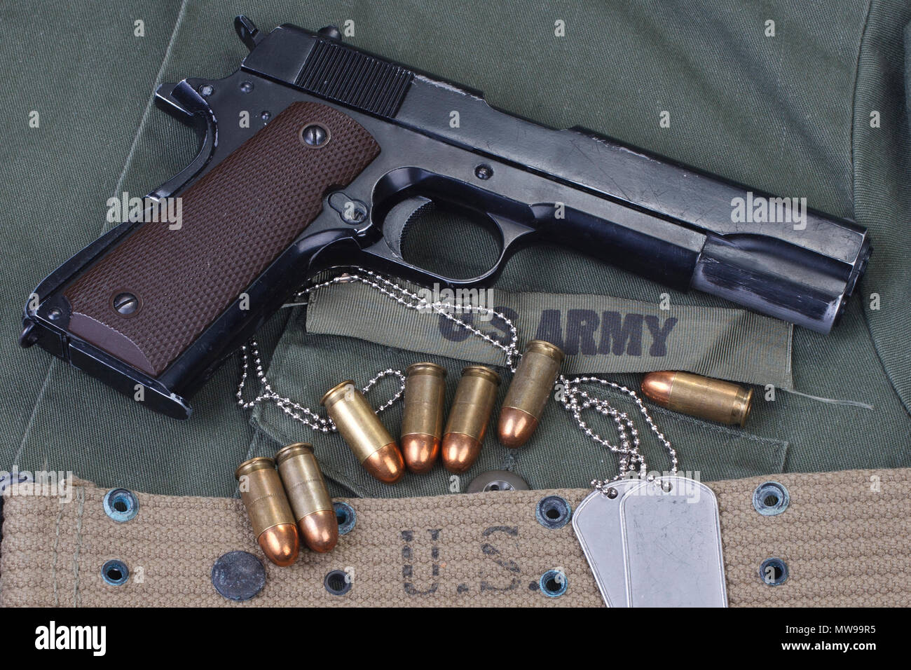 M1911 government with US ARMY uniform Stock Photo - Alamy