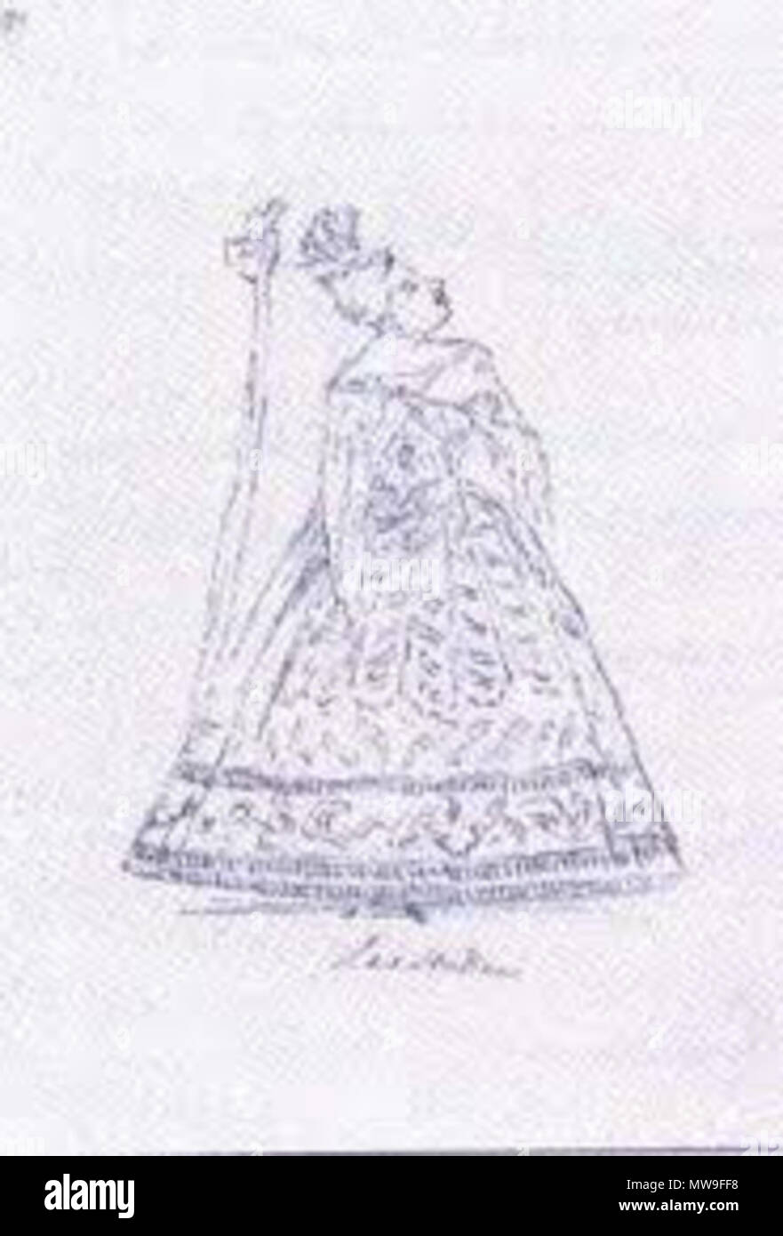 . English: Caricature of Anna Maria Strada, 18th century opera singer ...