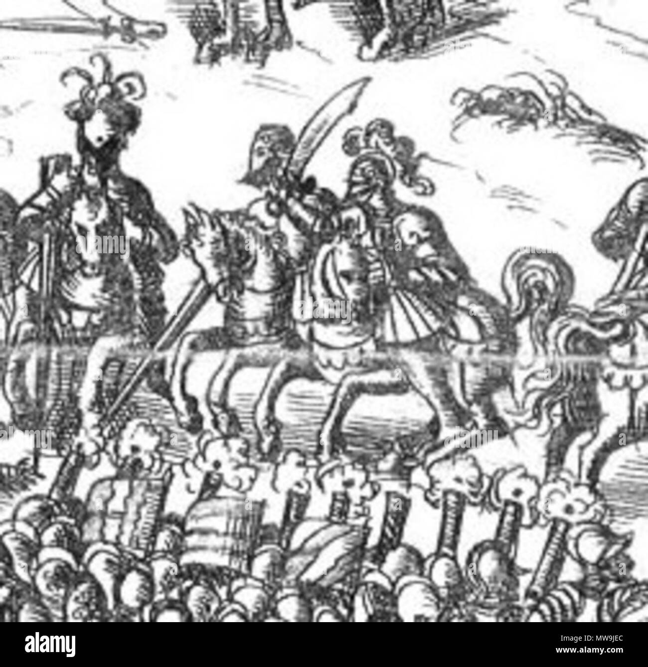 . English: Detail from the 'Battle of Dreux (1562)' - Knight with an ...