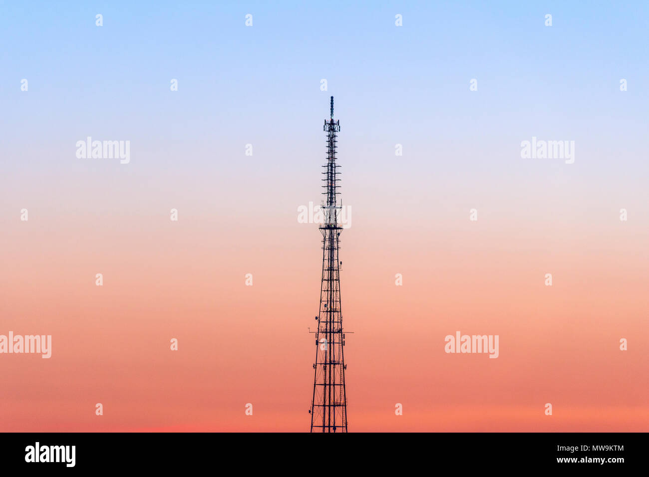 TV tower on sunset background Stock Photo - Alamy