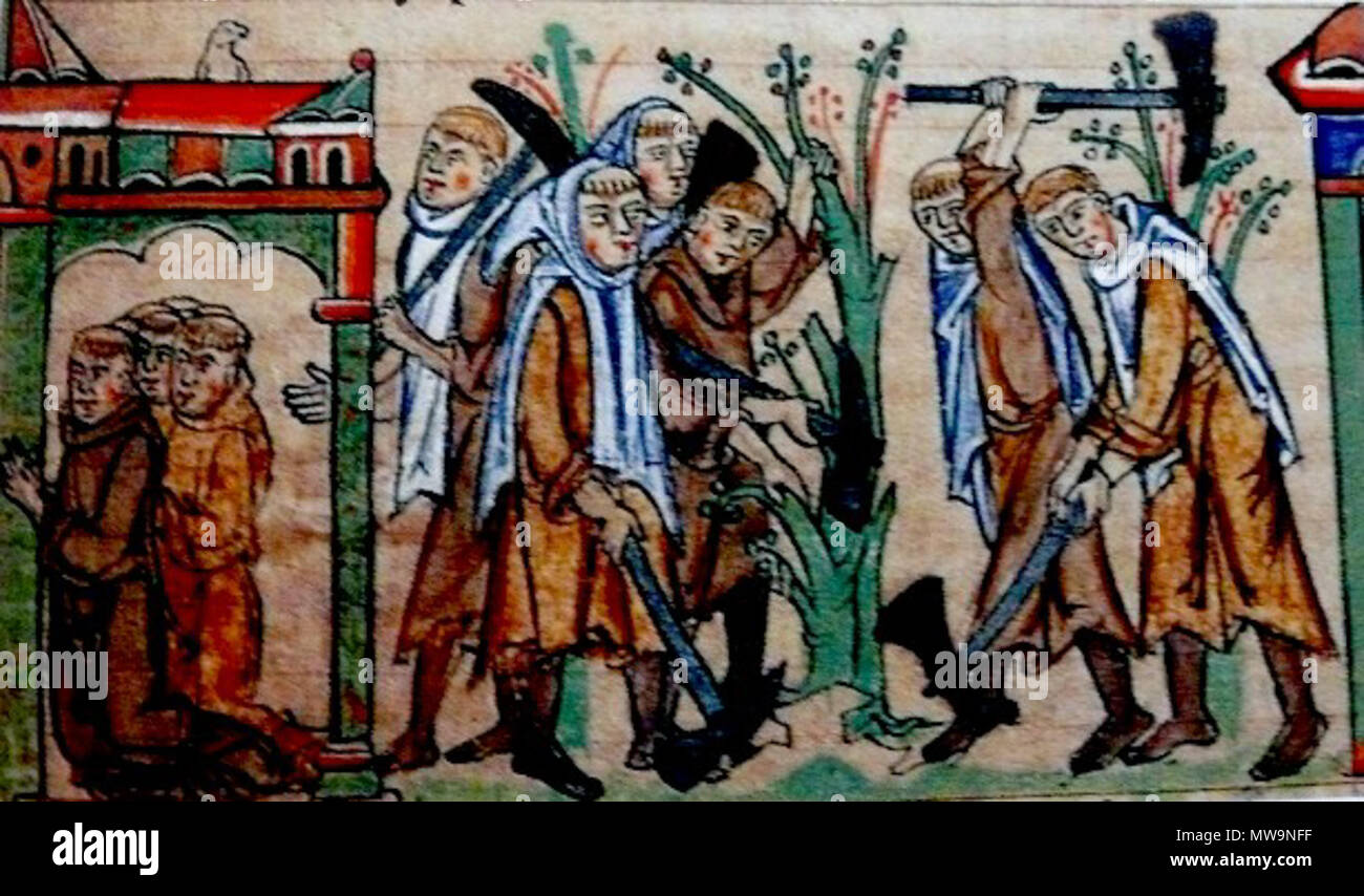 . English: Cistercian monks at prayer at at work . 13th century ...