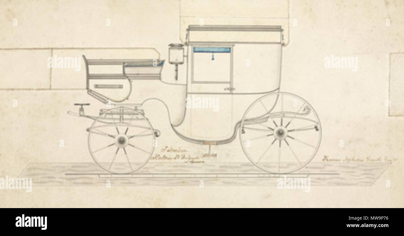 . Drawing, one of ten pen and ink design for carriages manufactured by ...
