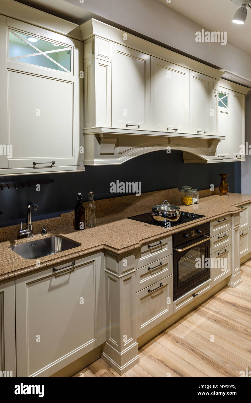 Renovated kitchen interior with stove counter Stock Photo - Alamy