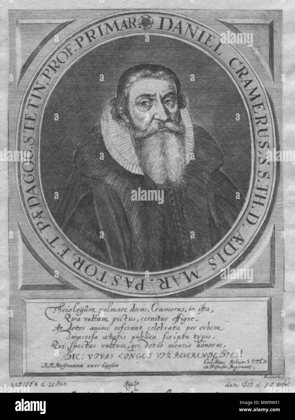 . English: Potrait of w:de:Daniel Cramer, copper engraving 179x135 mm ...