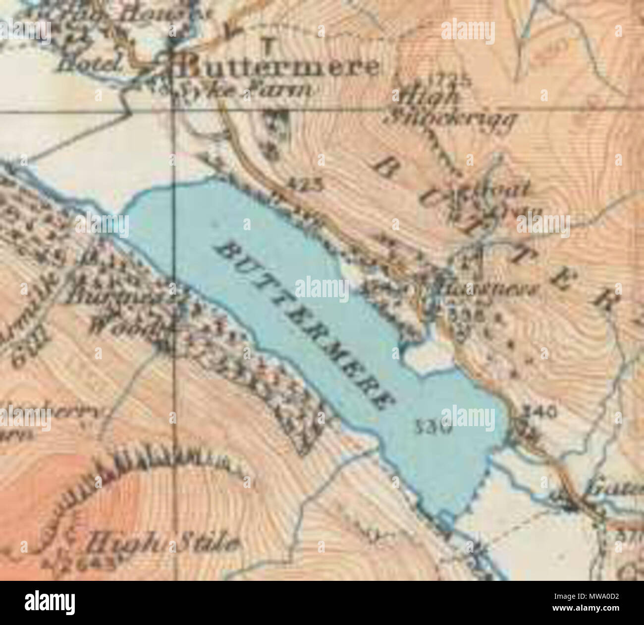 Buttermere lake district map hi-res stock photography and images - Alamy