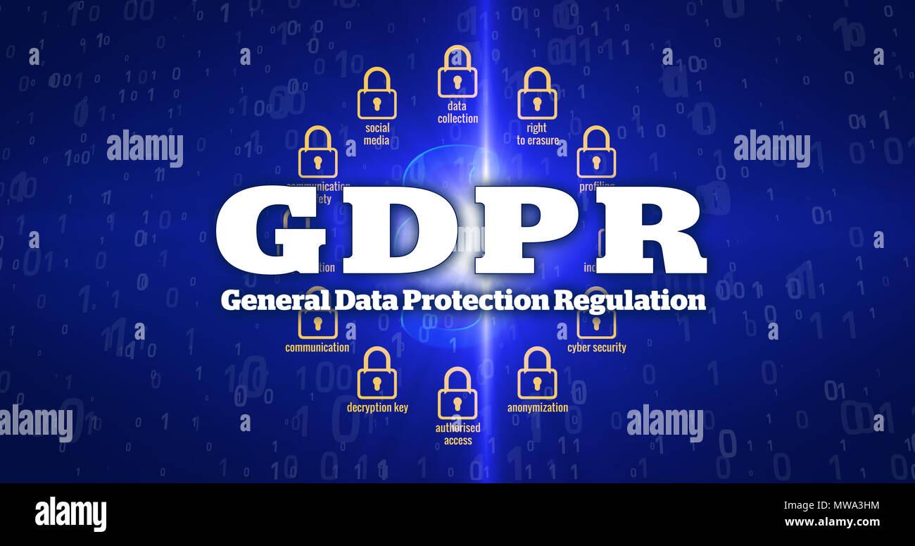GDPR - General Data Protection Regulation, padlocks, paragraph symbol ...
