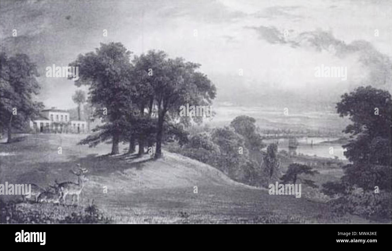 . English: A land surveyor's engraving of Charlton Villa, near ...