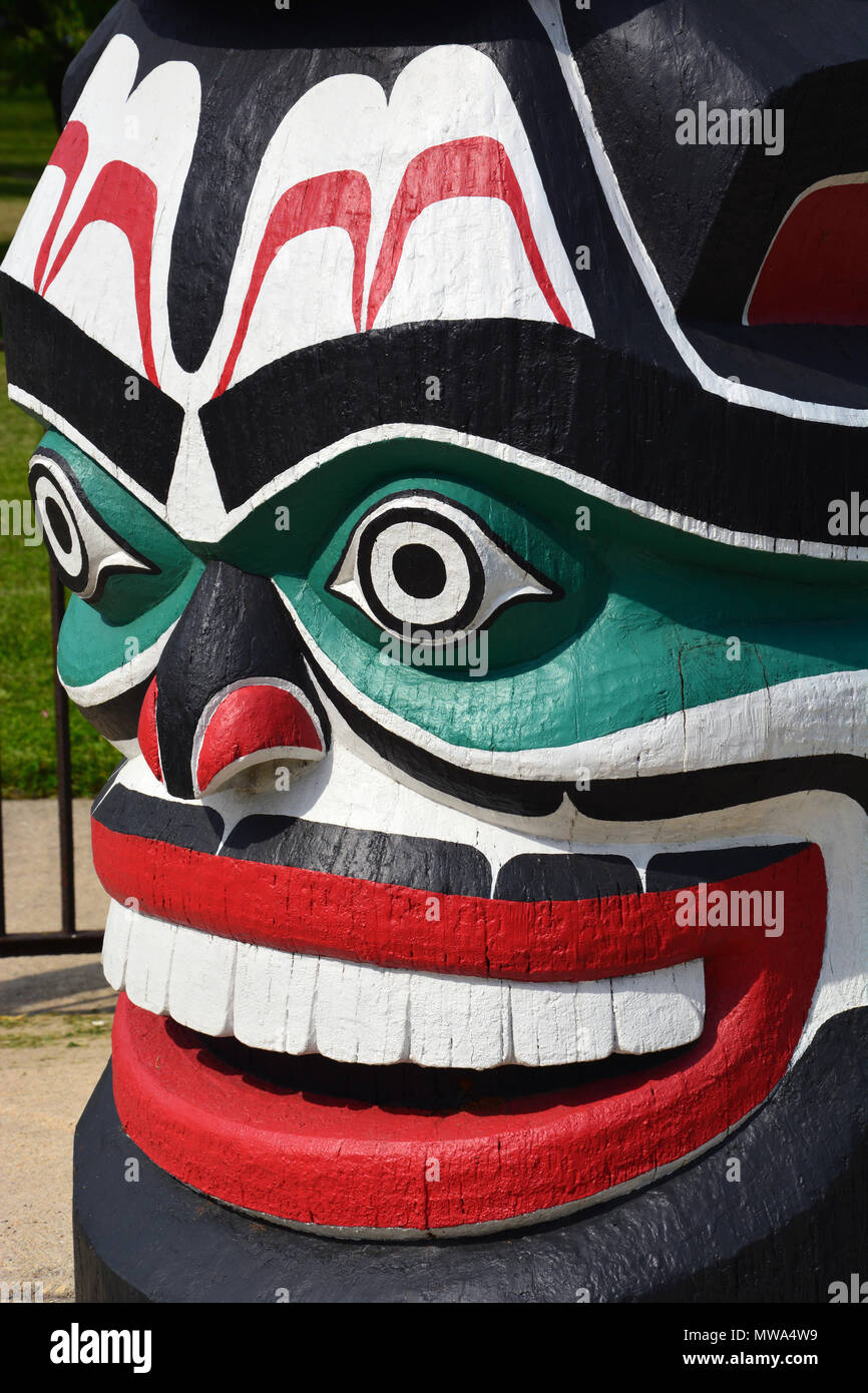 2018 Close up of the restored sea monster grimacing at the base of the ...