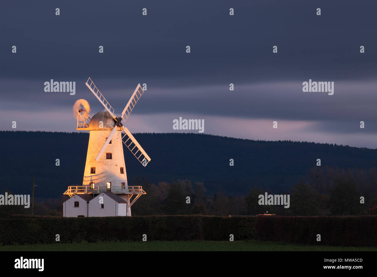 Llancayo Windmill in the Usk Valley, Wales Stock Photo - Alamy