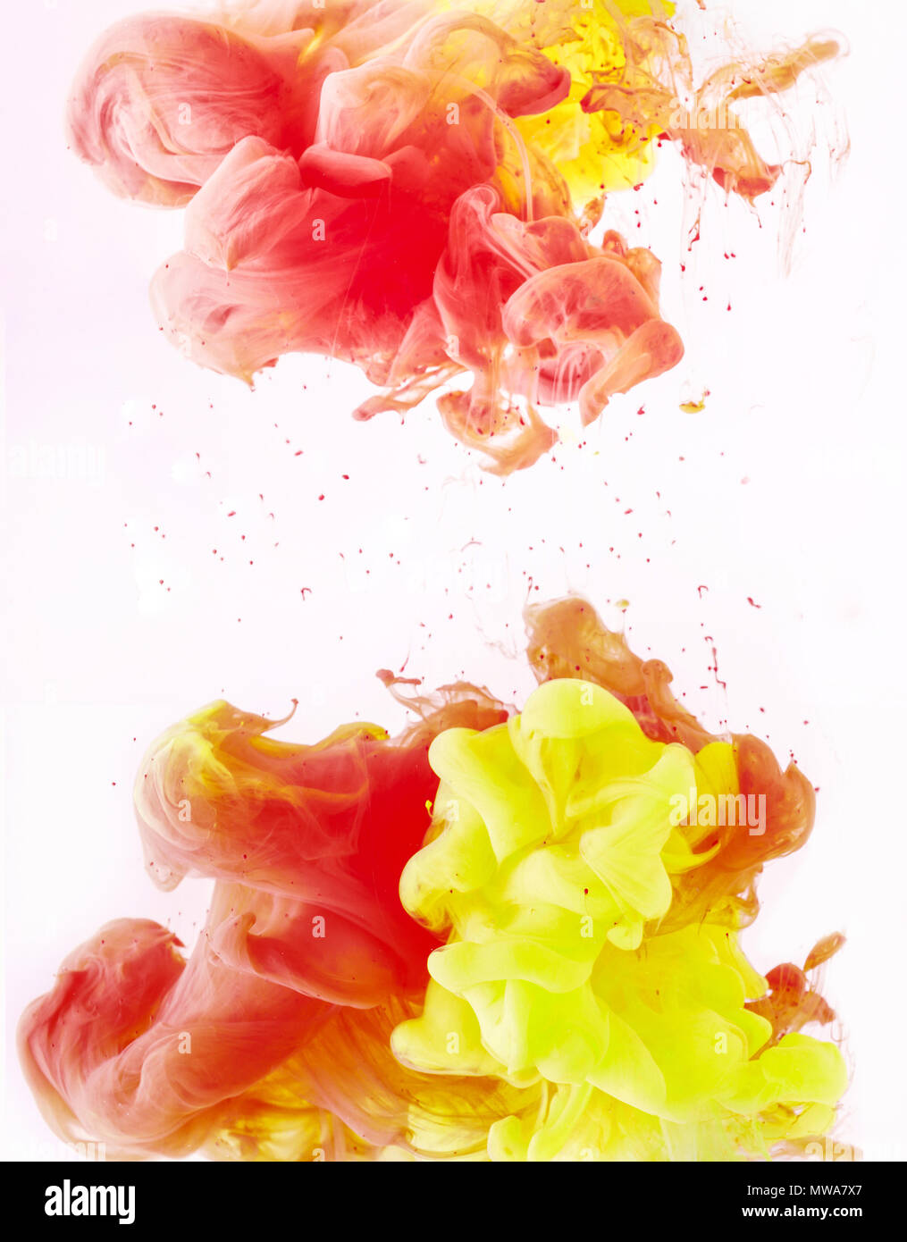 wallpaper with yellow and red paint swirls, isolated on white Stock ...