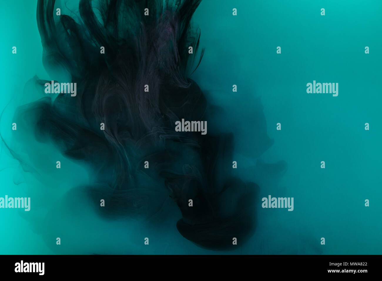 smoky background with black paint in turquoise water Stock Photo - Alamy