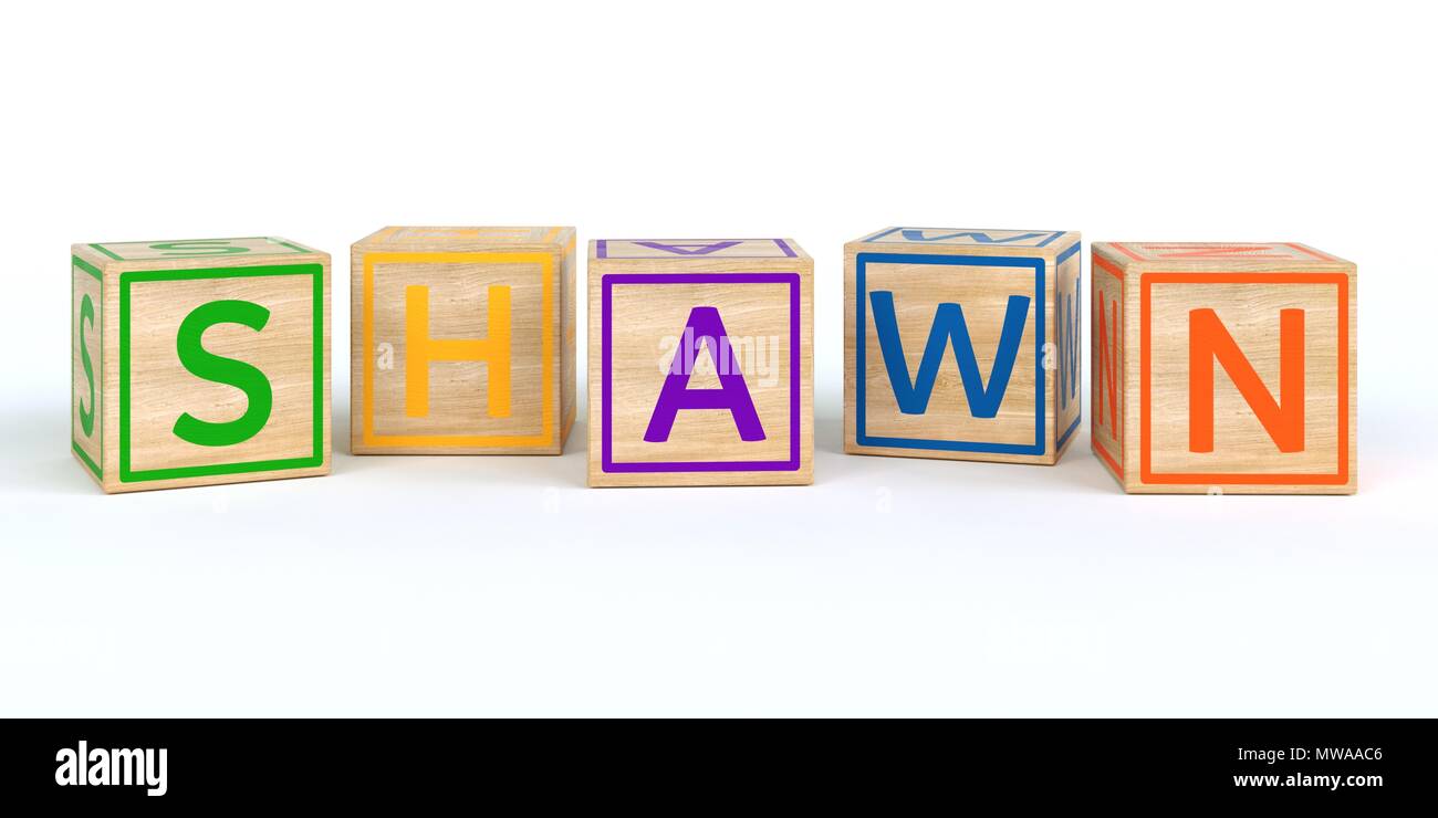 The name shawn written with Isolated wooden toy cubes Stock Photo - Alamy