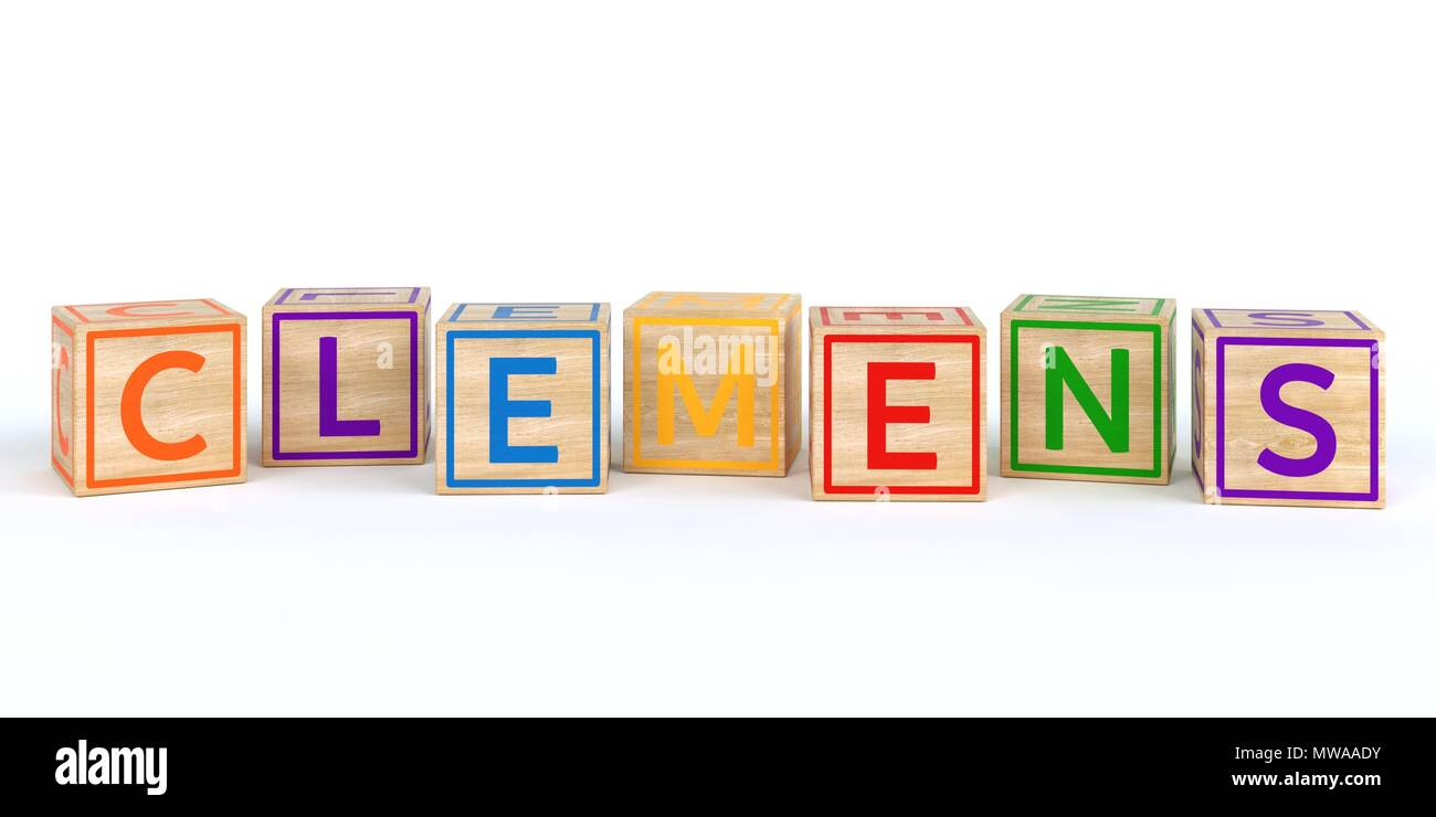 The name clemens written with Isolated wooden toy cubes Stock Photo - Alamy