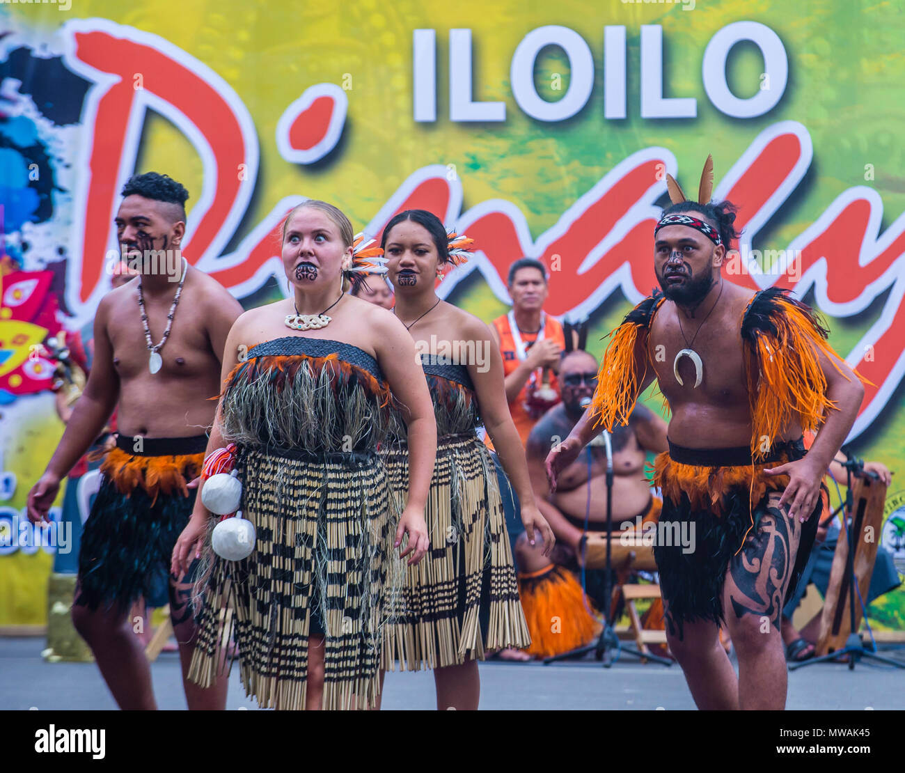 Maori dancers in the Dinagyang Festival in Iloilo Philippines Stock ...