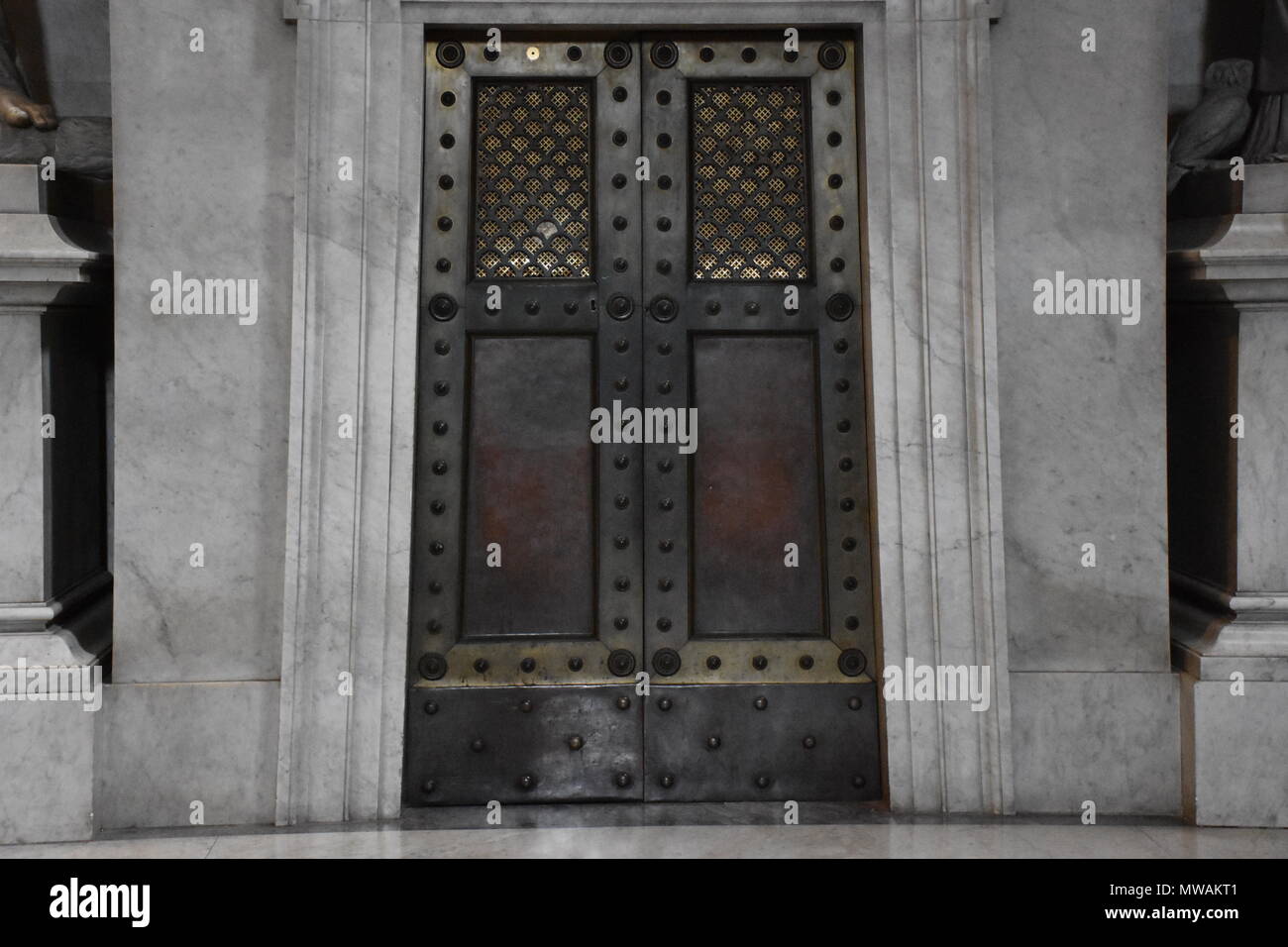 Rome. Atrium Exterior of the Basilica of San Pietro. Details of door ...