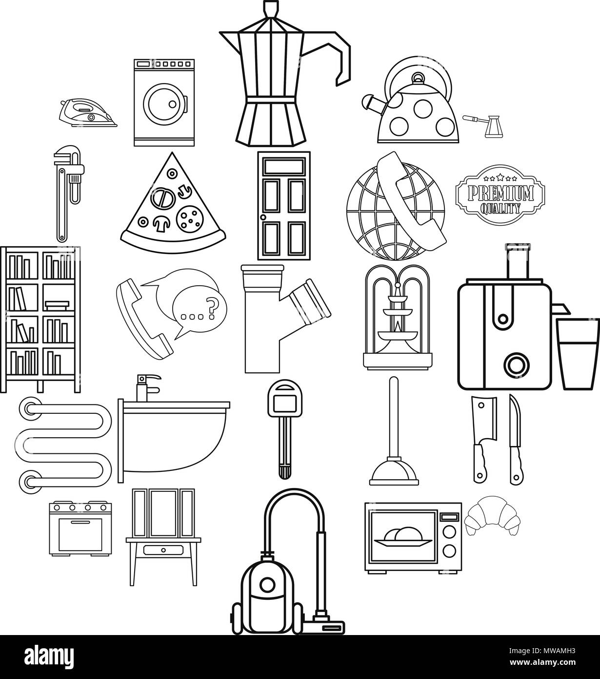 Rooming house icons set, outline style Stock Vector Image & Art - Alamy
