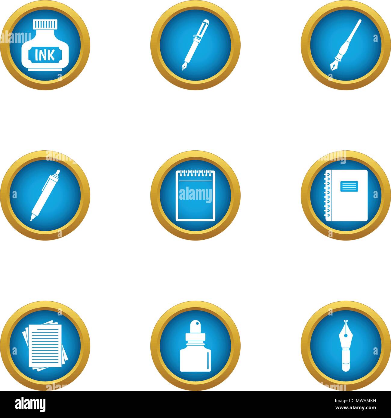 Writing ink icons set, flat style Stock Vector Image & Art - Alamy