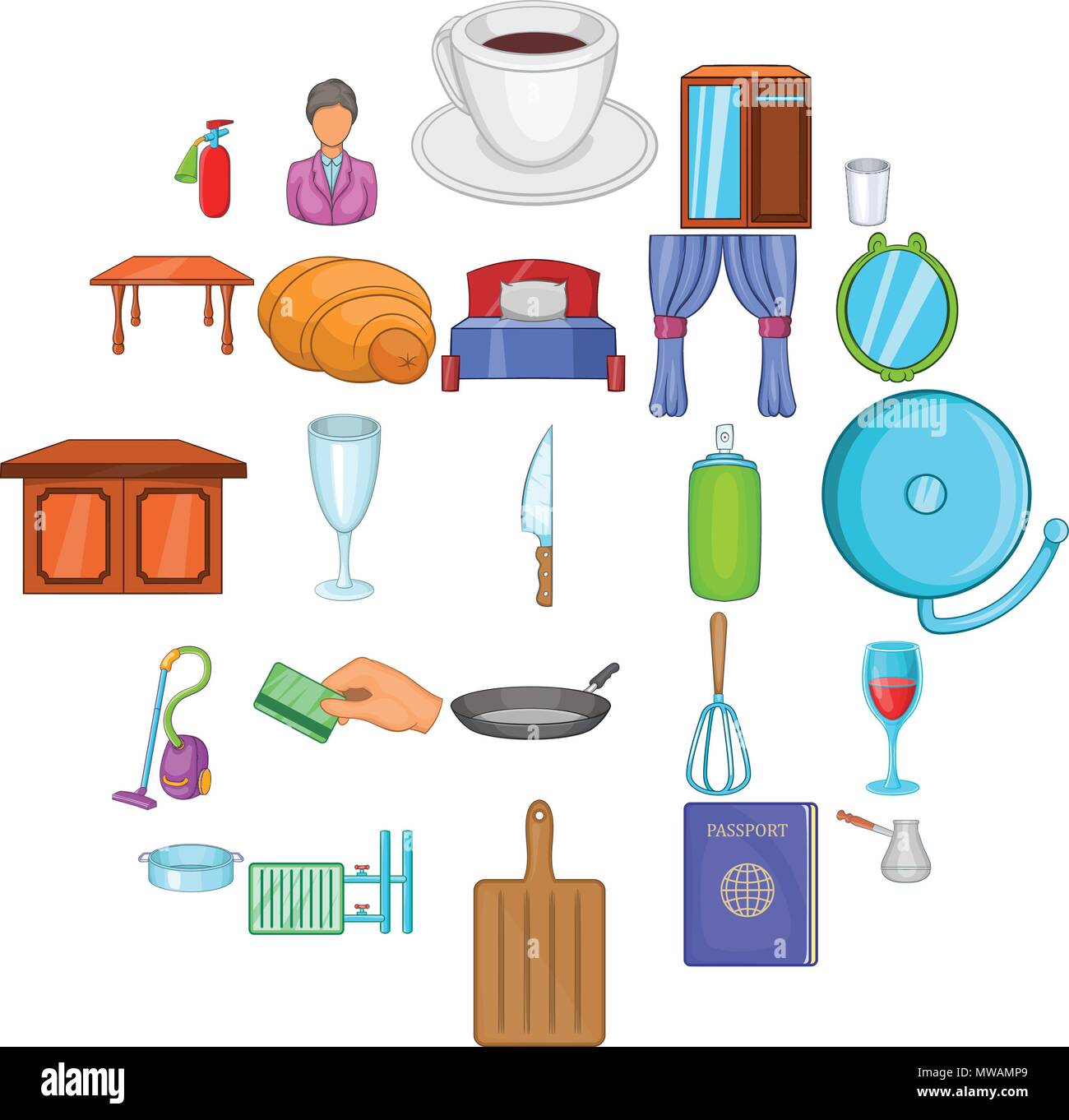 Boarding house icons set, cartoon style Stock Vector Image & Art - Alamy