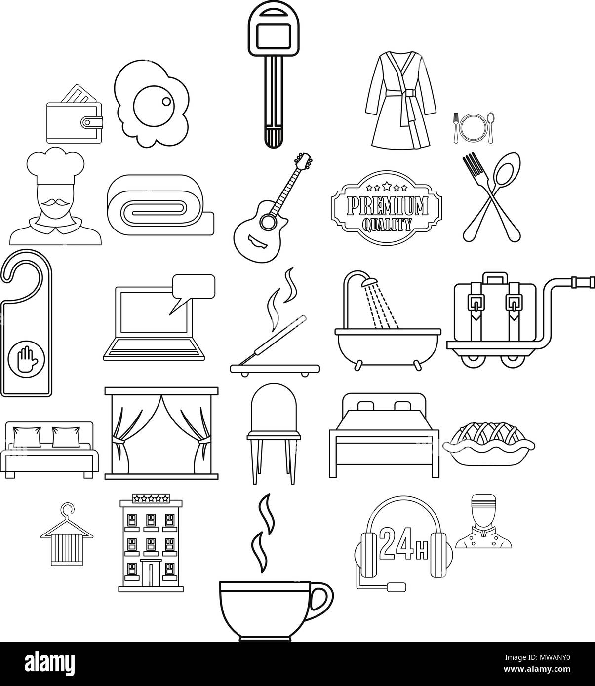 Hostel icons set, outline style Stock Vector Image & Art - Alamy