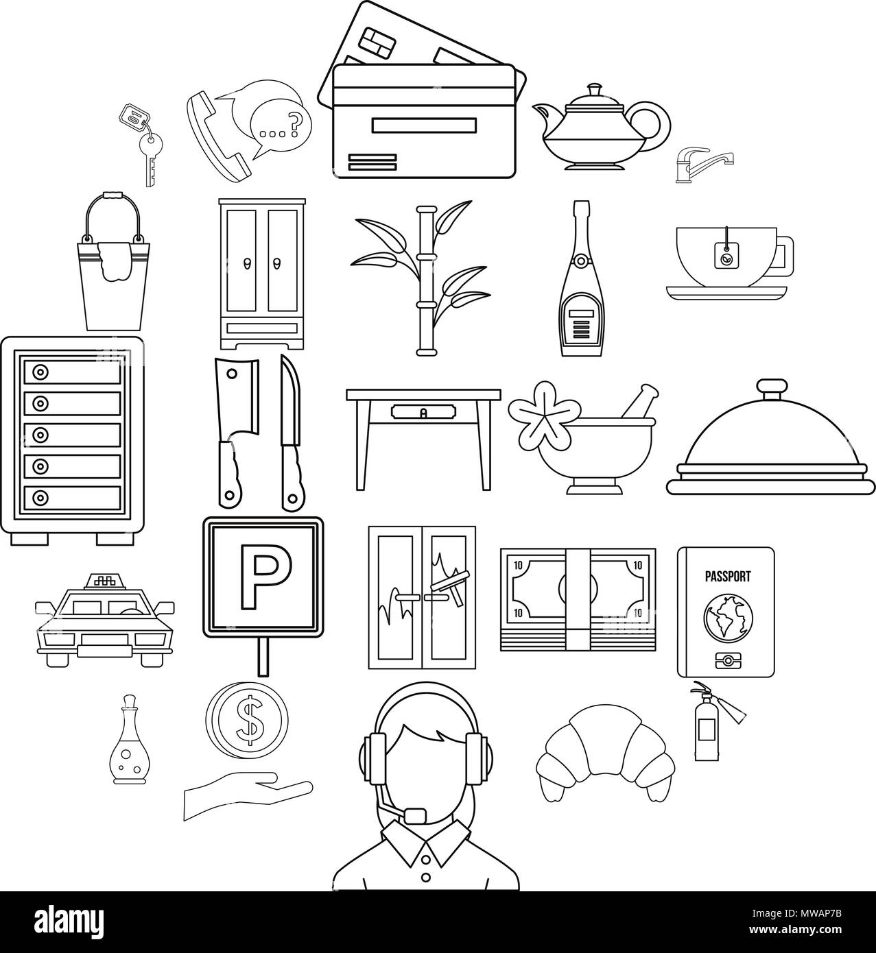 Public icons set, outline style Stock Vector Image & Art - Alamy