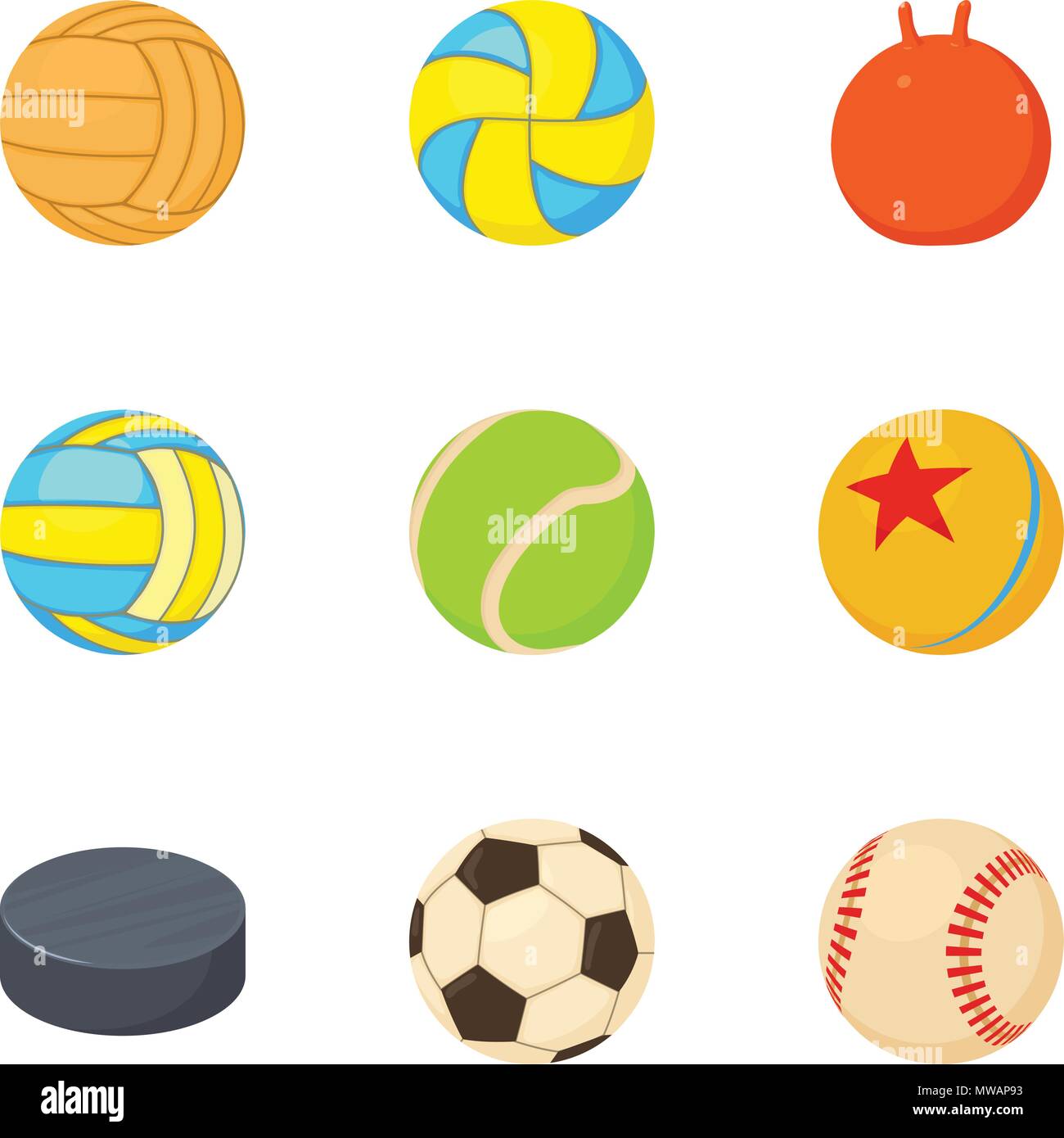 Game ball icons set, cartoon style Stock Vector Image & Art - Alamy