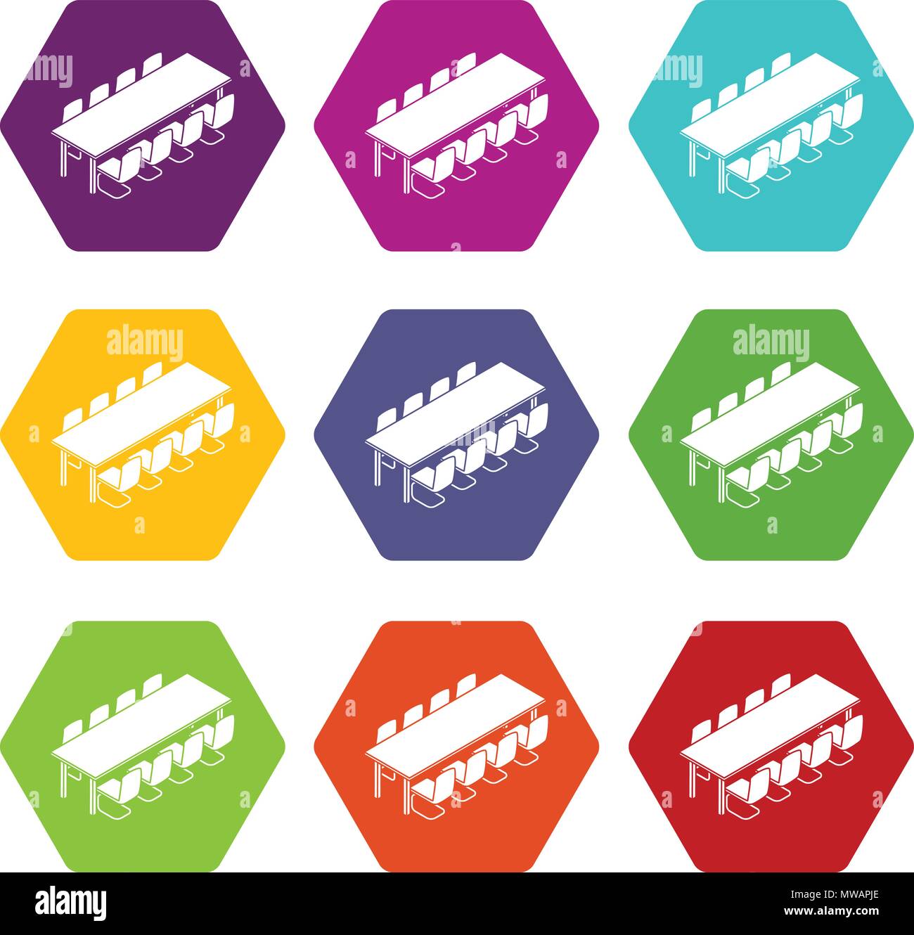 Long meet table icons set 9 vector Stock Vector Image & Art - Alamy