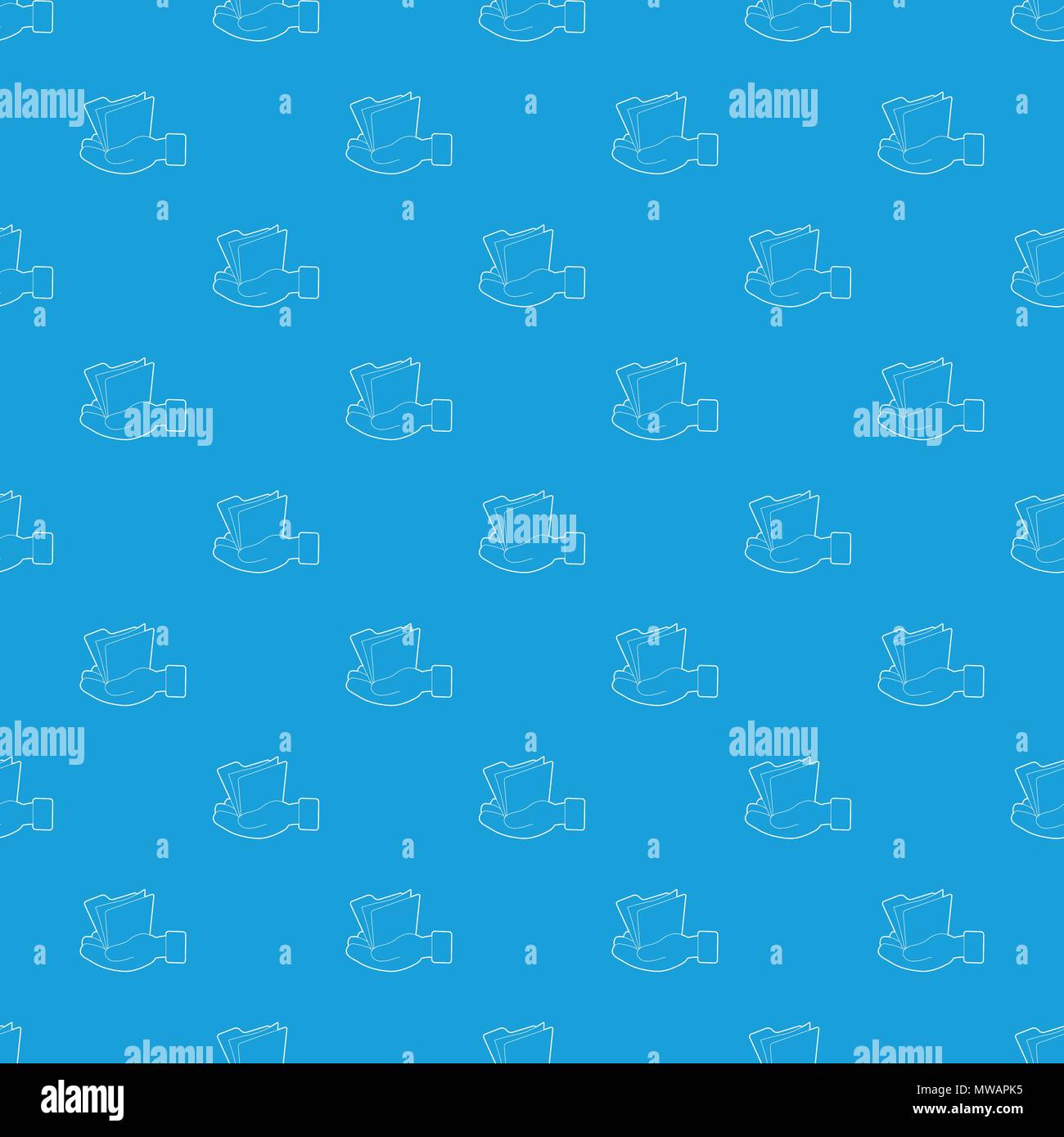 Hand holding file folder pattern vector seamless blue Stock Vector ...