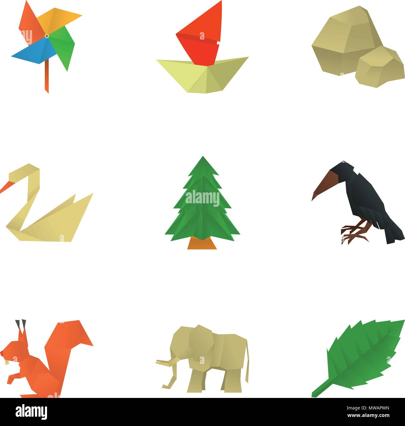 Japanese origami icons set, cartoon style Stock Vector Image & Art - Alamy