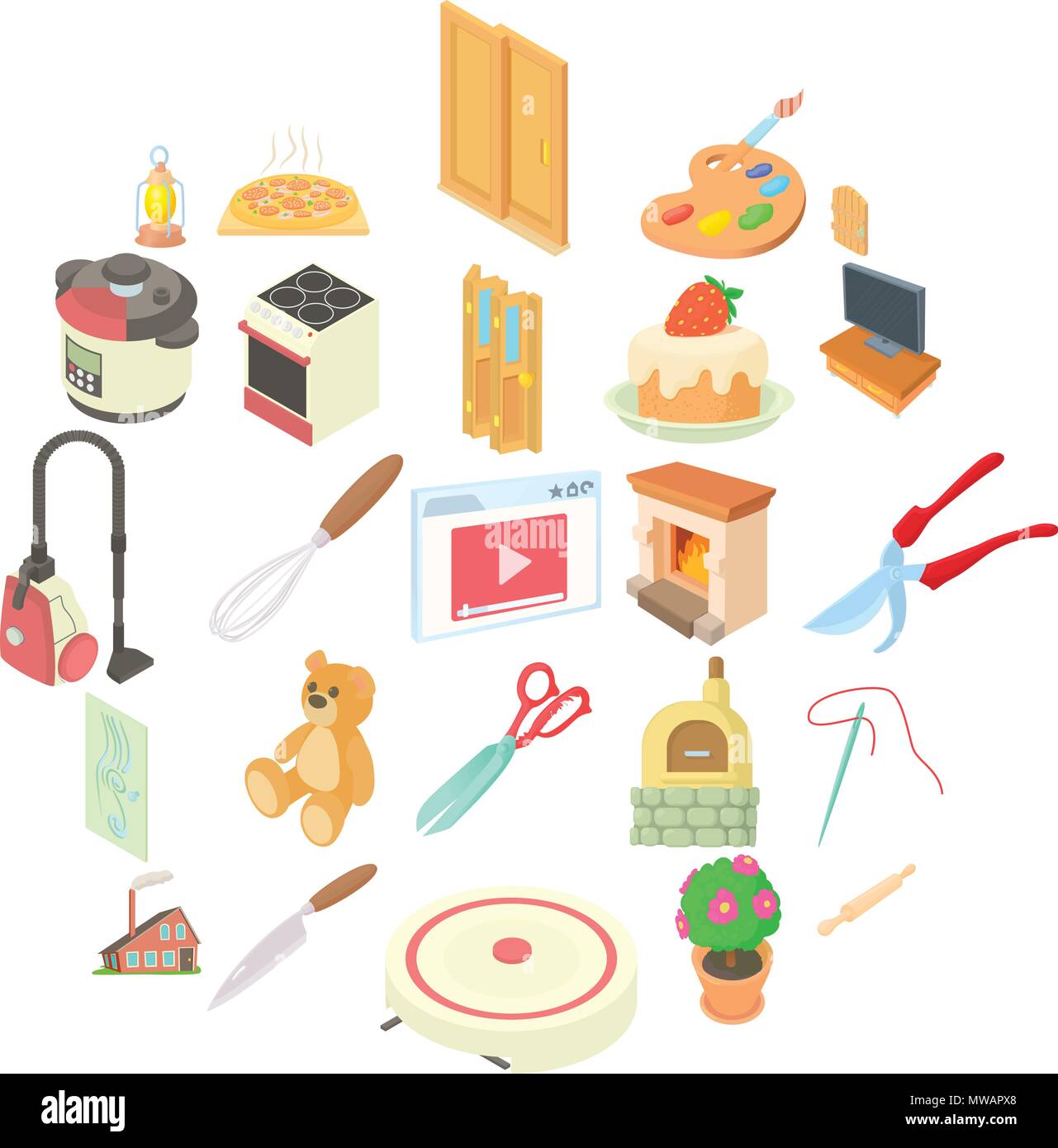 Home worker icons set, cartoon style Stock Vector Image & Art - Alamy