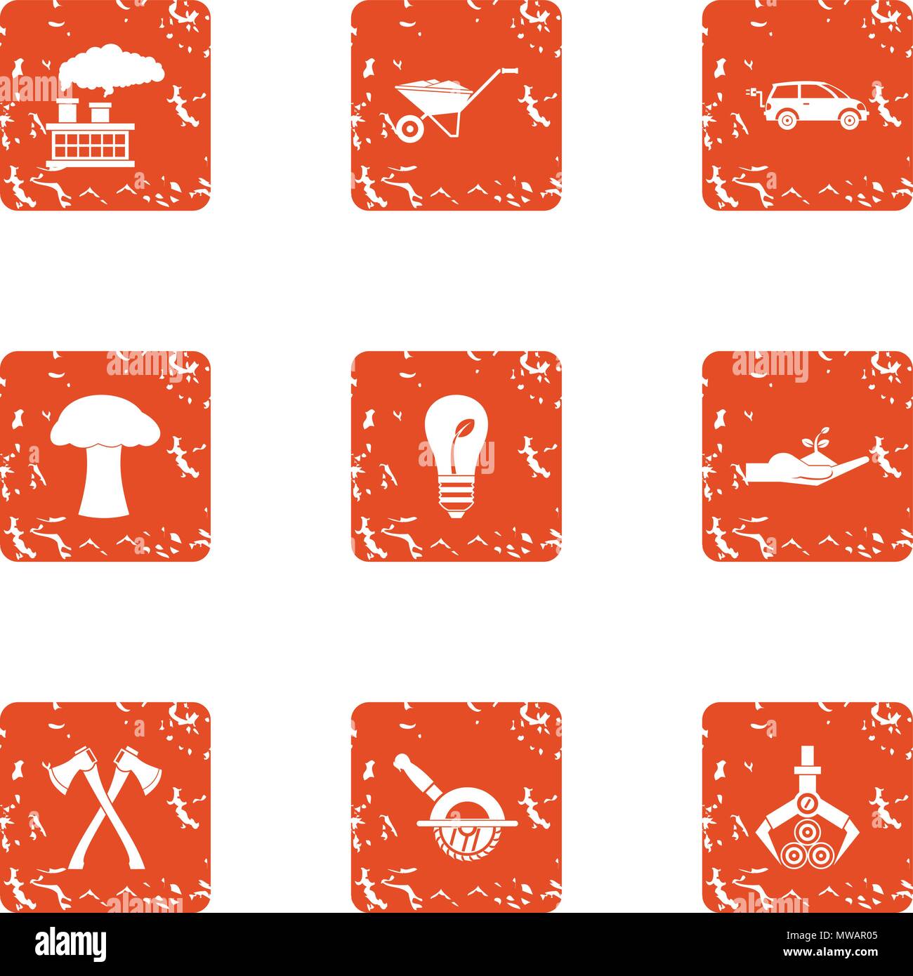 Forest conservation icons set, grunge style Stock Vector Image & Art ...