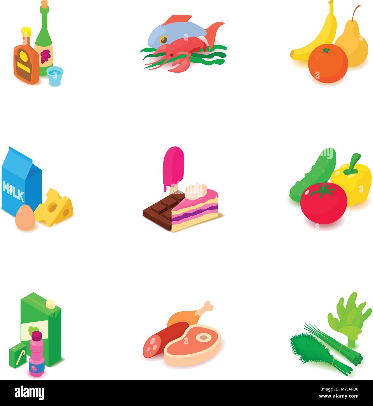Restaurant dinner icons set, isometric style Stock Vector Image & Art ...