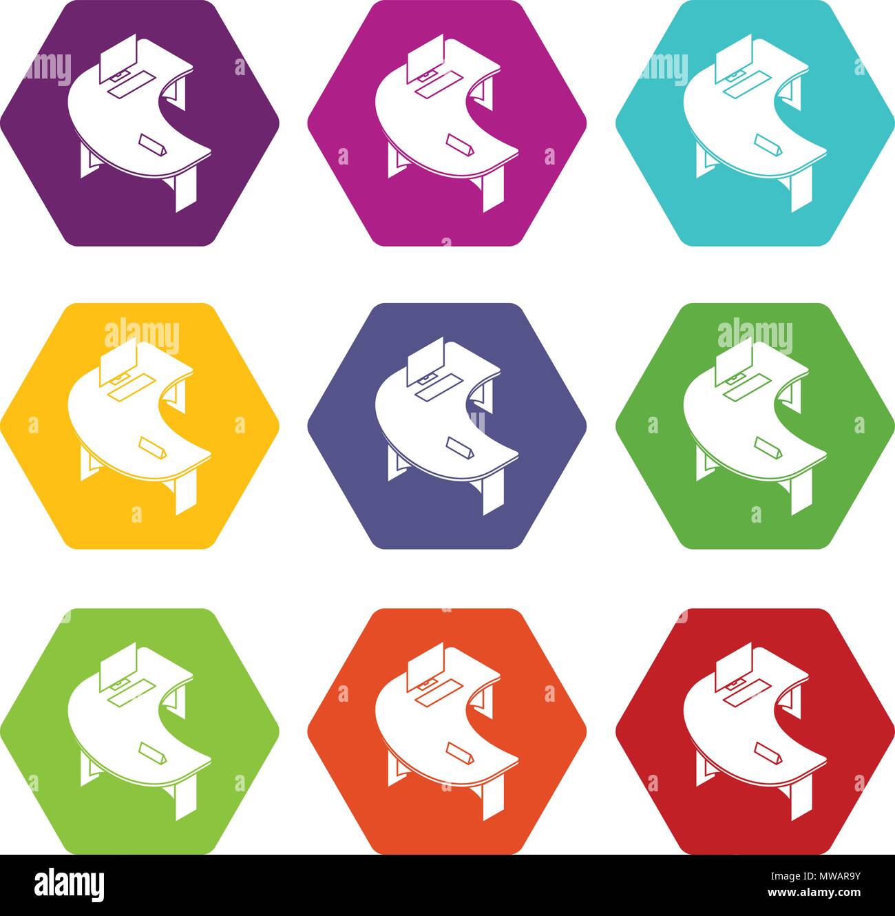 Oval office table icons set 9 vector Stock Vector Image & Art - Alamy