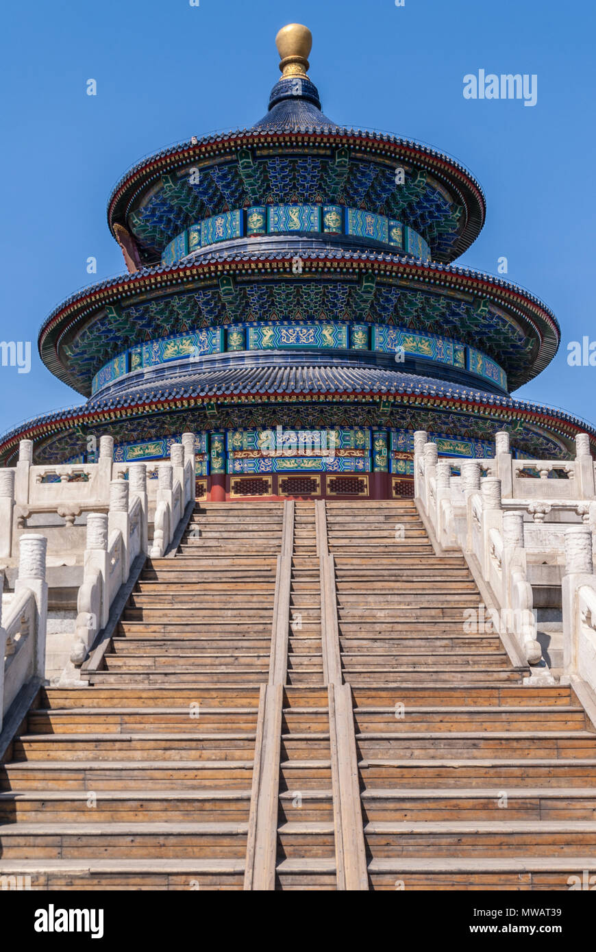 Beijing, China - April 29, 2010: Temple of Heaven park. Stairway up to ...
