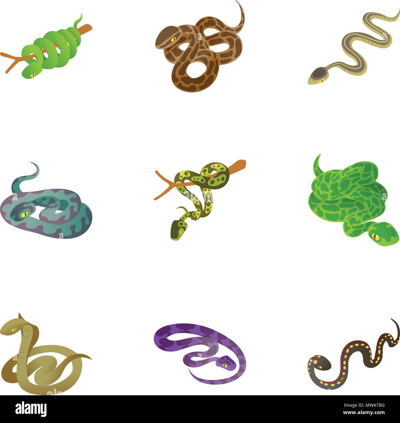 Snake icons set, cartoon style Stock Vector Image & Art - Alamy