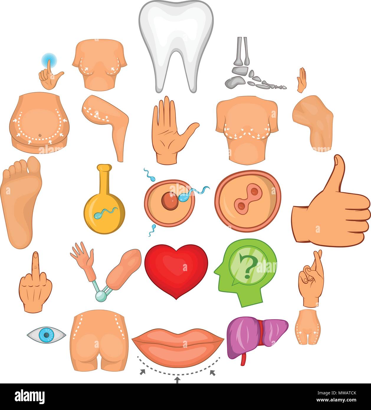 Body parts icons set, cartoon style Stock Vector Image & Art - Alamy