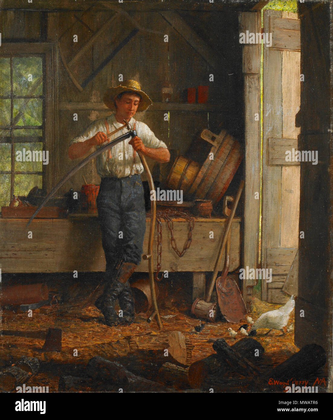 . Inside a Barn . English: Inside a Barn by Enoch Wood Perry, Jr., 1891 ...