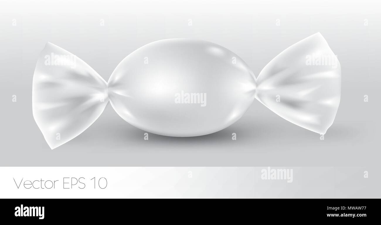 White oval candy package for new design, isolation of the product on a ...