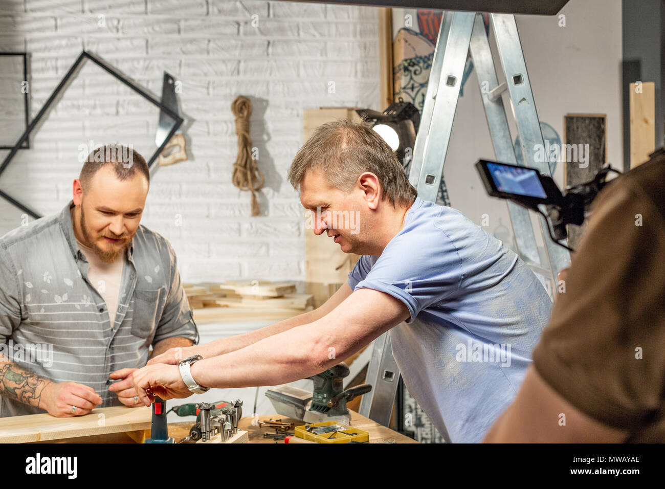 Behind the scenes of video production or video shooting Stock Photo - Alamy