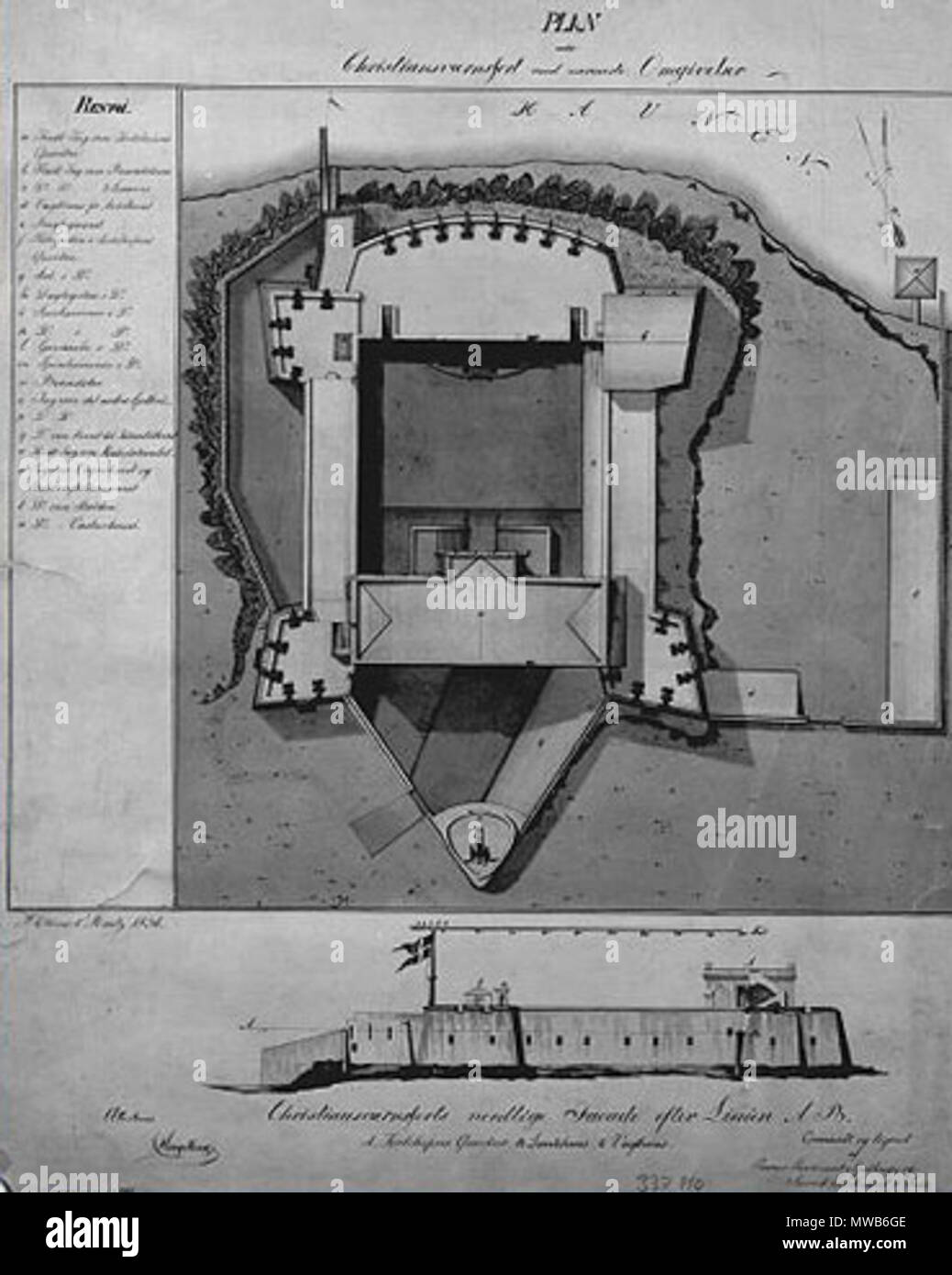. English: An 1836 plan of Fort Christiansværn, Christiansted, in the ...