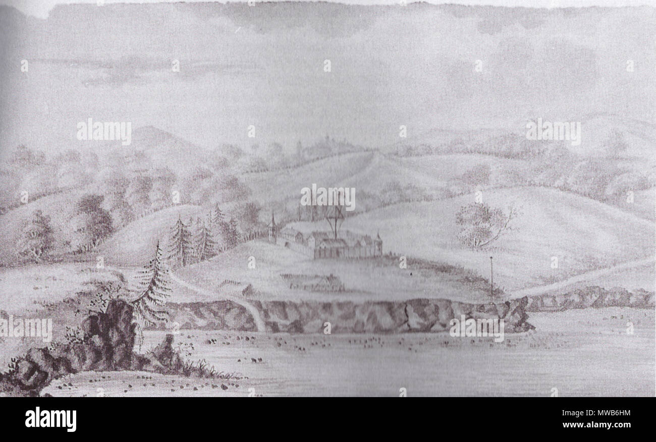. Fort Ross painting by an unknown artist, Detail of Plan of Fortress ...