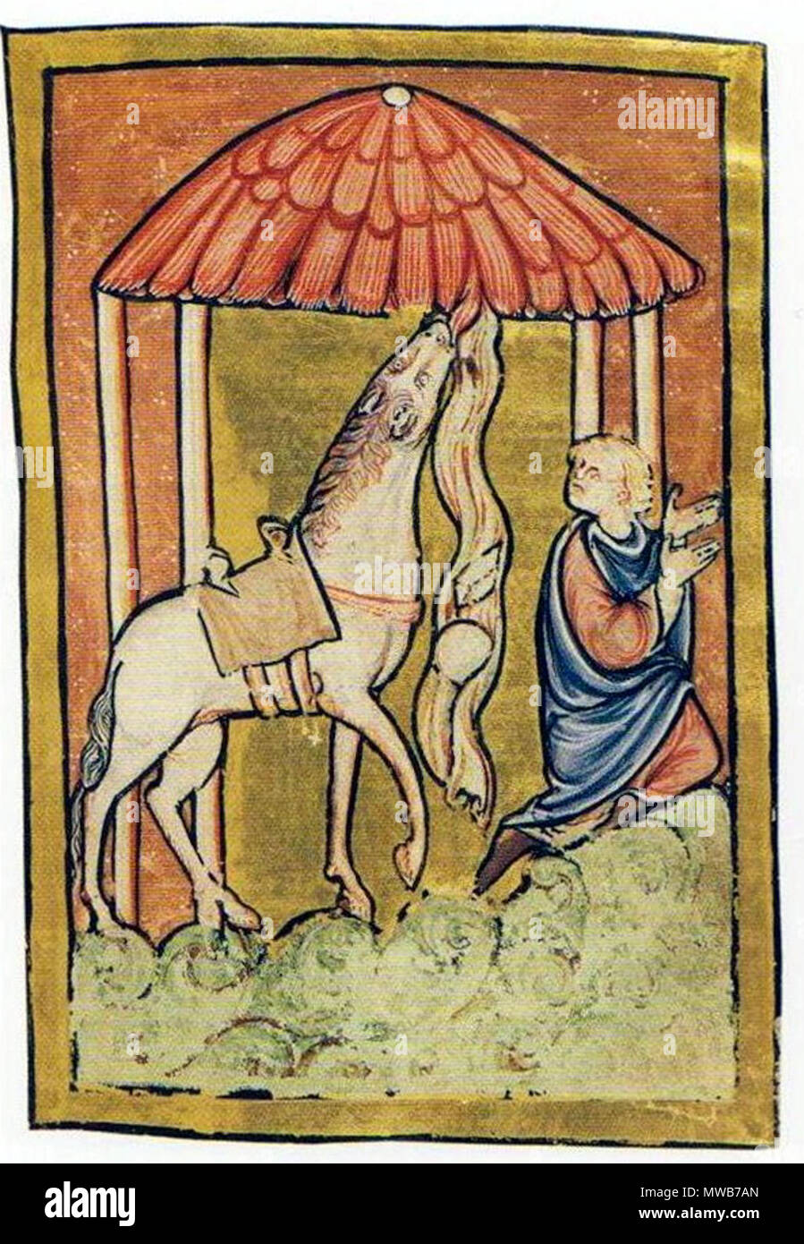 . English: A miniature in the British Library Yates Thomson MS 26, with ...