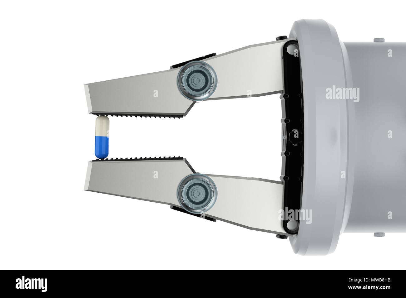 3d rendering robot hand holding medical capsule isolated on white Stock ...
