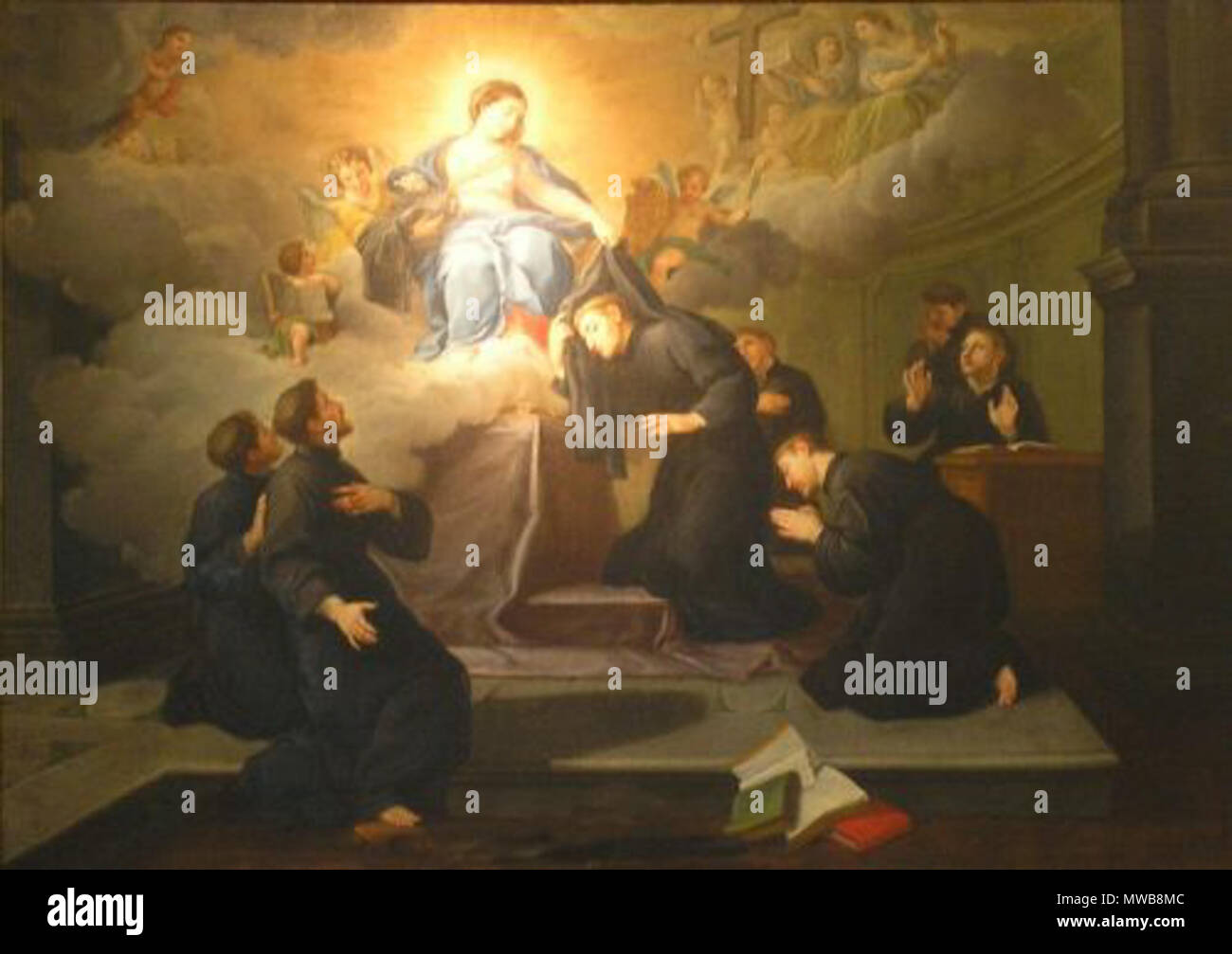 . English: The Seven Holy Founders of the Servite Order receiving their ...