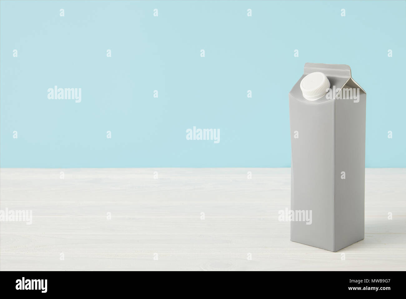 closeup view of milk in blank carton package on white surface Stock ...