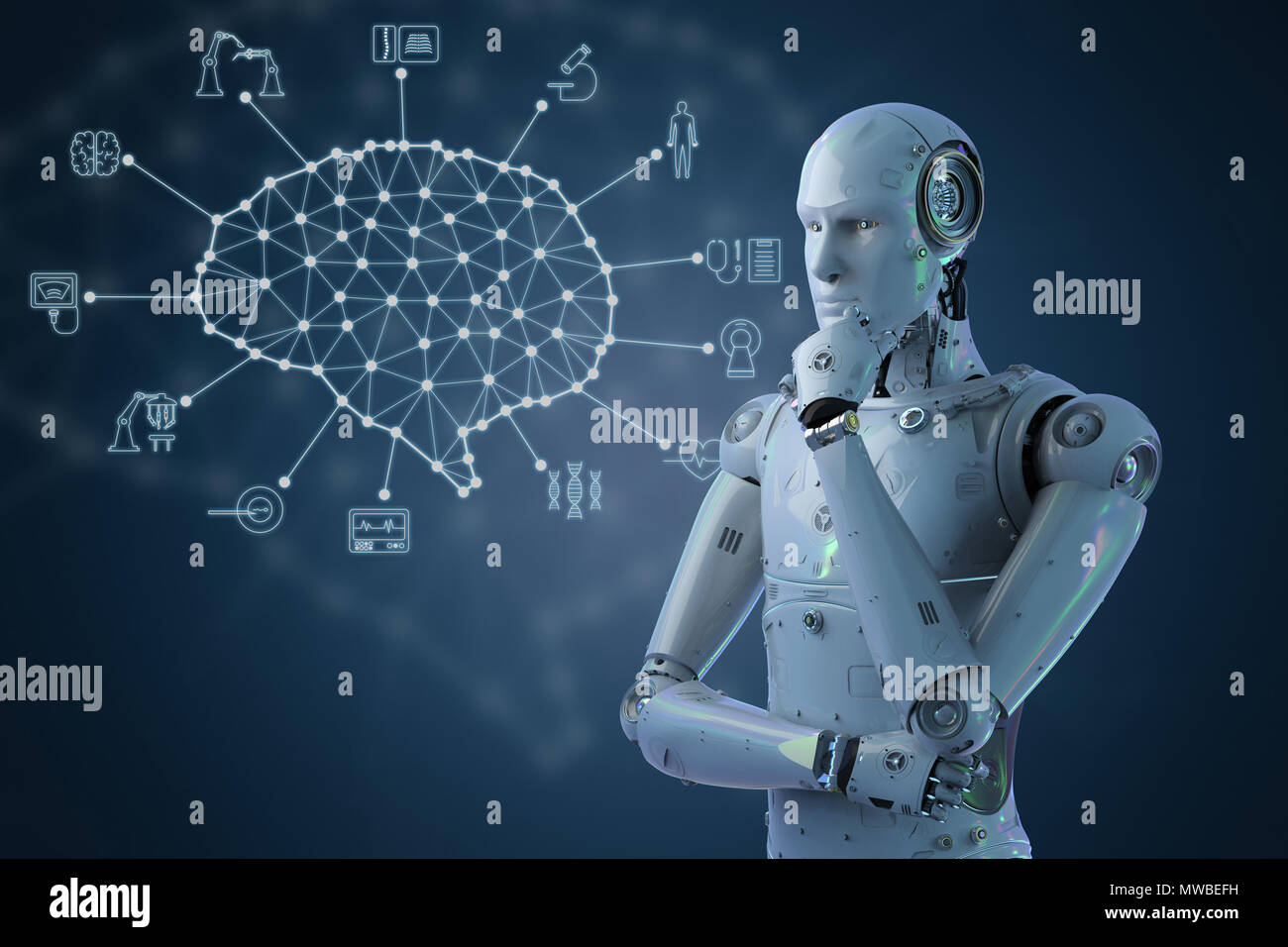 Medical technology concept with 3d rendering ai robot working with ...